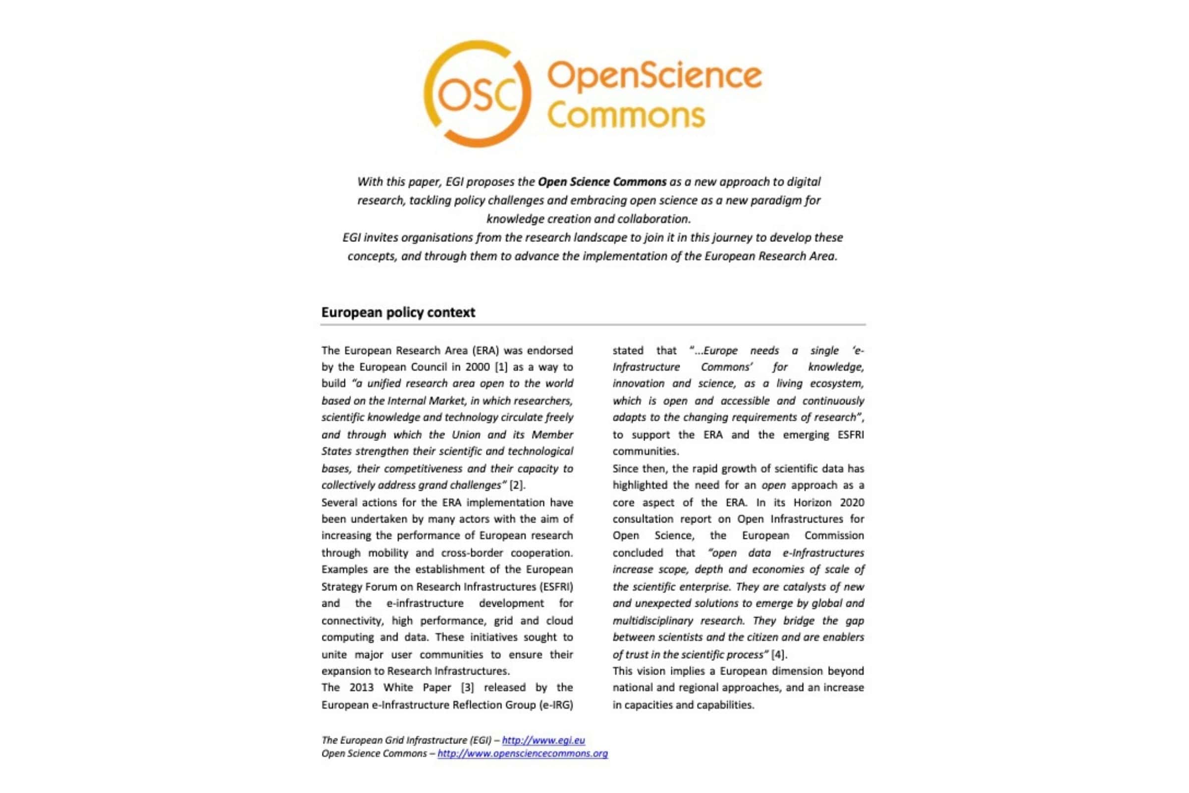 The Open Science Commons are adopted by the European Council - EGI